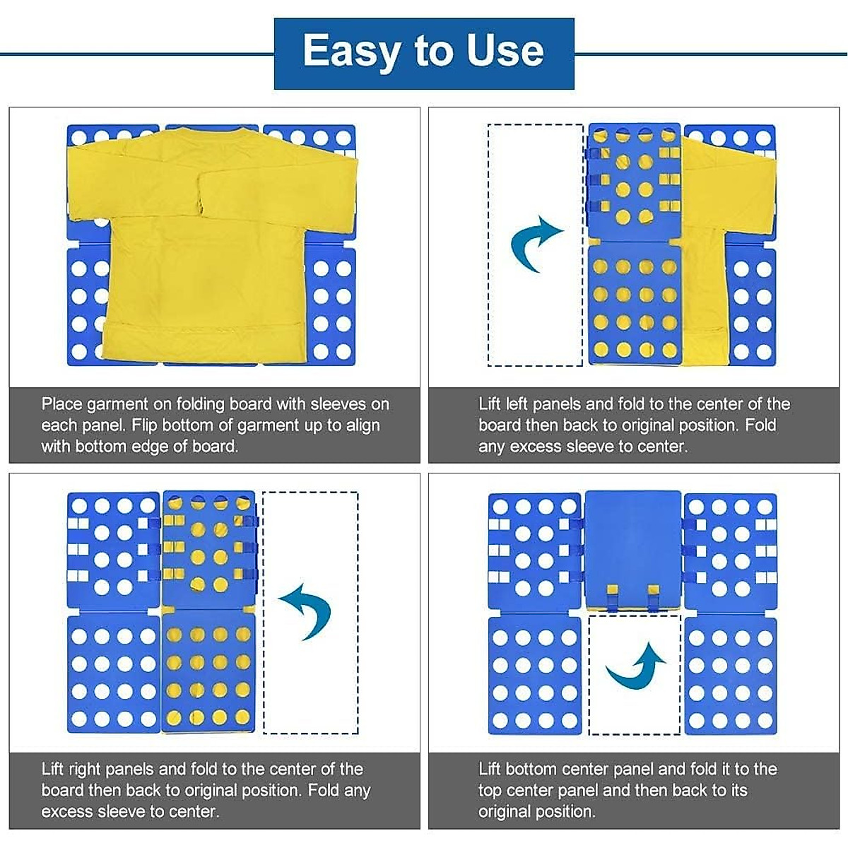 BoxLegend T Shirt Folding Board T Shirt Clothes Folder Laundry Organizer Easy and Fast for Kid and Adult to Fold Clothes Blue