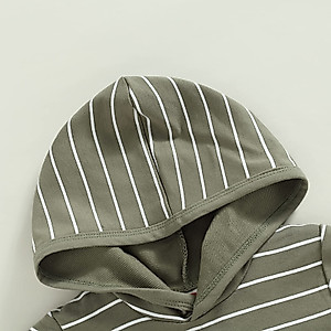 allshope Toddler Baby Boys Summer Outfits Stripes Short Sleeve Hooded Sweatshirt and Casual Elastic Drawstring Shorts Clothes Set