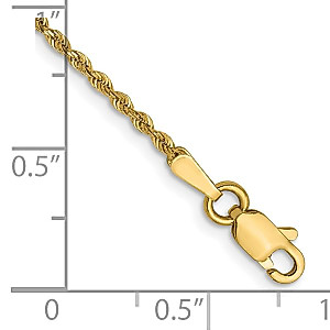 IceCarats 14K Yellow Gold 1.3mm Rope Chain Bracelet 7 inch