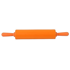 Silicone Rolling Pin Non-Stick DIY Dumpling Roller Bread Cookie Rolling Pin for Baking, Pastry Dough Roller, Fondant, Pizza, etc(Orange)