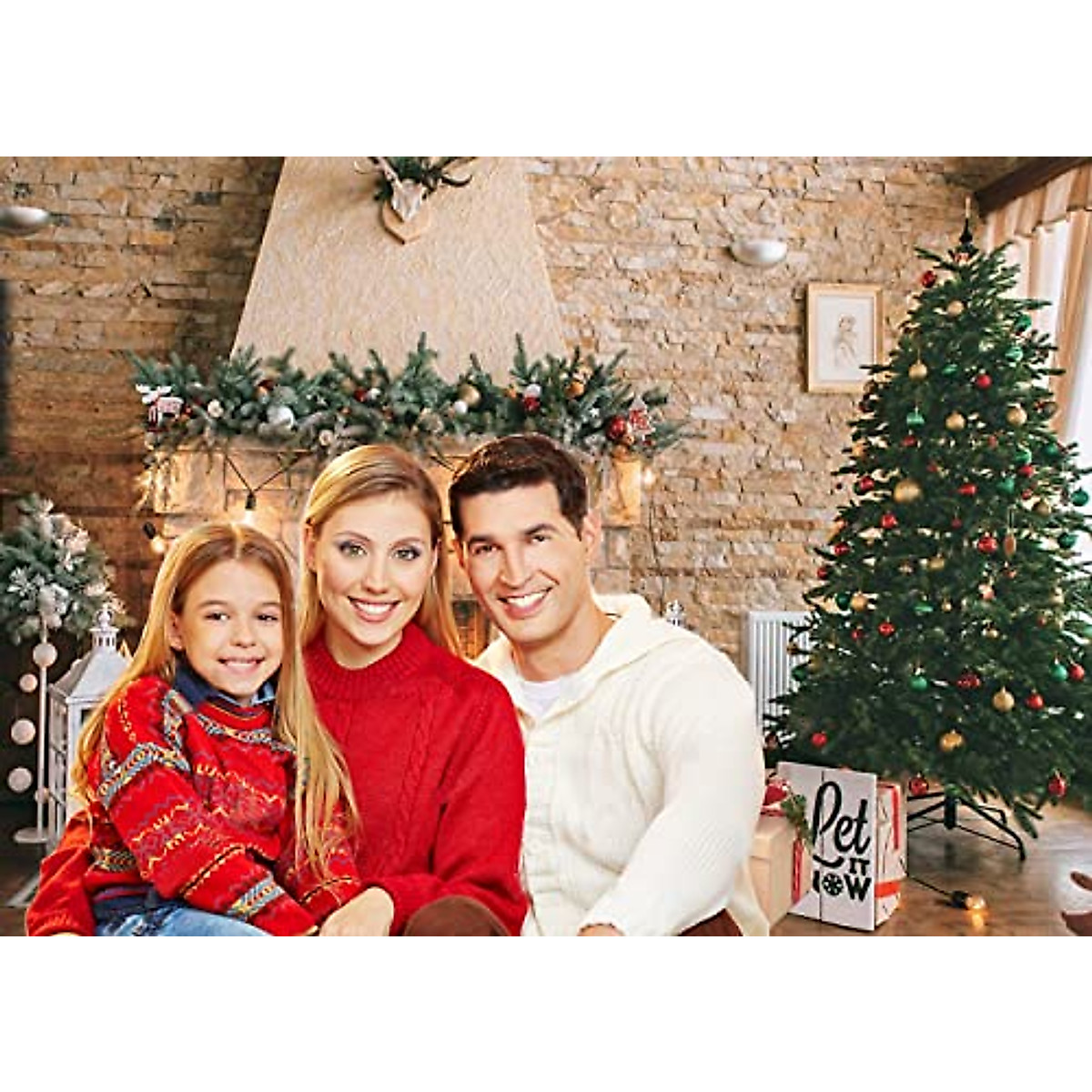 Dudaacvt 7x5ft Christmas Fireplace Theme Backdrop for Photography Christmas Photography Backdrop Merry Xmas Sock Gift Decorations Family Party Banner Photo Studio Props D470