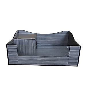 PENN-PLAX Reptology Tortoise Habitat with Open Top, Glass Terrarium, and Built-in Hide Away – Designed for Modern Homes – Dark Gray Driftwood