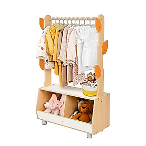 OOOK Tree Kids Dress Up Rack, Dress Up Storage for Toddlers, Kids' Costume Organizer Center with Storage Cabinet, Suitable for Kids Room, Living Room, Playroom and Daycare Centers.