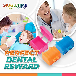 Giggle Time Schooltime Sparkles Tooth Holders for Kids at School .75 inch Box, Tooth Keep Chest Assortment, Tooth Holder For Baby Teeth, Party Favor, Piñata Stuffer, Dental Bag, Prizes - 144 Pcs