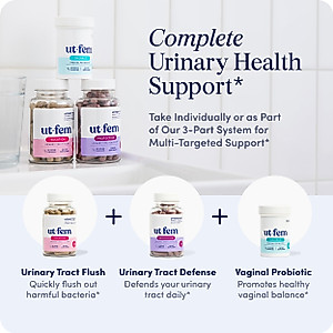UT-Fem Protection - Urinary Tract Defense for Women, 3-in-1 Daily Defense Formula to Protect Urinary Tract Health, D-Mannose, Cranberry + Hibiscus, Natural Supplement - 60 Vegan Capsules