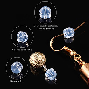 100 Pieces Clear Earring Backs Hamburger Shaped Earring Safety Backs Secure Locking Earring Backs Silicone Earring Backs Stopper for Jewelry Accessories Supplies, 2 Sizes