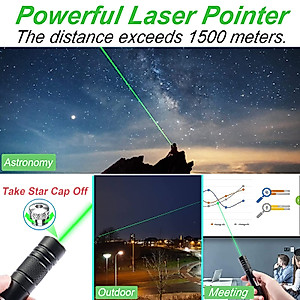 Green Laser Pointer High Power, High Power Laser Pointer Long Range Strong Green Laser Light Pointer USB Rechargeable Lazer Pointer Pen for Presentations Teaching Astronomy Hunting High Laser Pointer