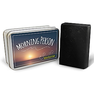 Gears Out Morning Person Serial Killer Soap - Novelty Bath Bar for Men and Women - Black Soap, Handcrafted, Made in the USA, Contains Activated Charcoal