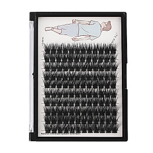 Dedila Large Tray-Grafted Wide Stem Individual False Eyelashes Thick Base 120 Clusters D Curl Natural Long Volume Eye Lashes Extensions Dramatic Look 8-20mm Available (16mm)