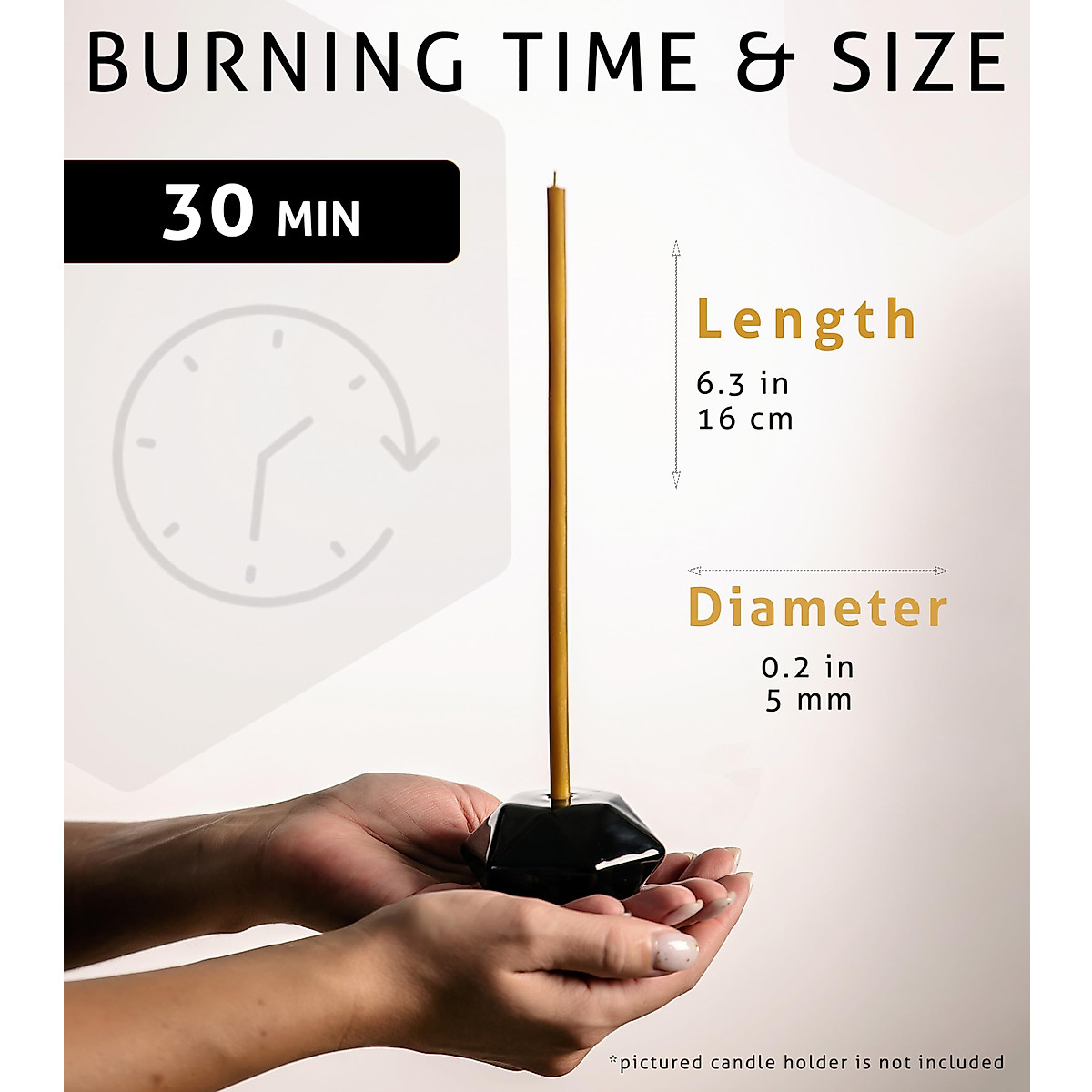 Danilovo Pure Beeswax Candles - No-Drip, Smoke-Less, Tall, Thin Taper Candles – Decorative Candles for Church Prayer, Decor or Birthday Candles – Honey Scented Candles – 6.3”x0.2” (50pcs)