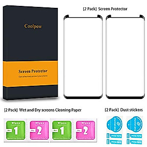 【2-PACK 】Coolpow Designed for Samsung Galaxy S9 Screen Protector Samsung S9 Screen Protector Tempered Glass Film, Case Friendly, Anti-Bubble, 3D Curved, Full Coverage, HD Clear【 NOTE： not for S9 Plus 】