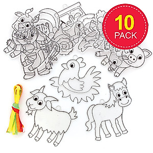 Baker Ross FE538 Farm Suncatcher Craft - Pack of 10, Stained Glass Effect for Kids to Decorate and Display for Arts and Craft Activities