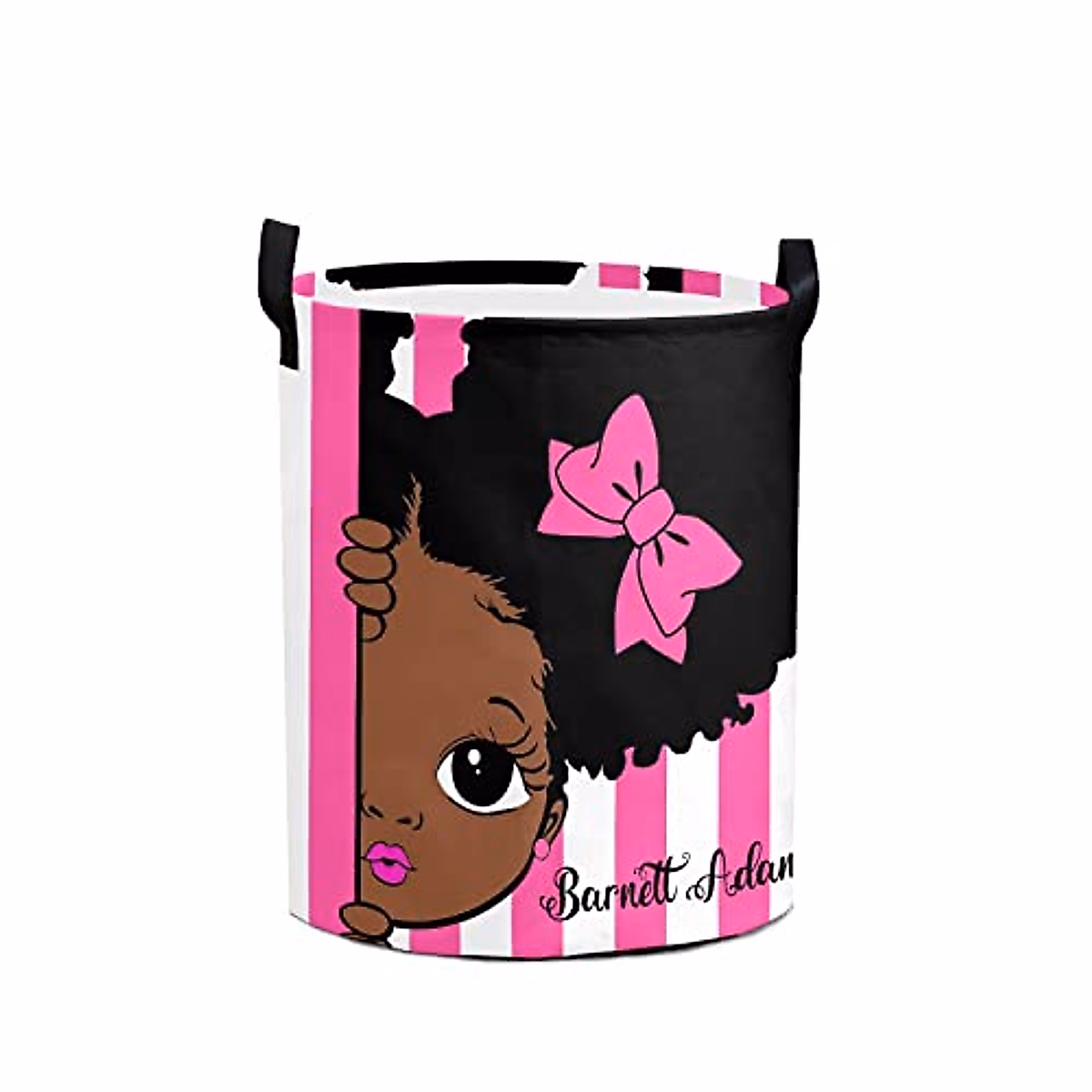 Personalized Laundry Baskets Bin, African Black Girl Princess Red Laundry Hamper with Handles, Collapsible Waterproof Clothes Hamper, Laundry Bin, Clothes Toys Storage Basket for Bedroom, Bathroom, College Dorm 50L