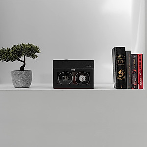 Vlando Automatic Double Watch Winder - Watch Winder Box with Men Jewelry Organizer Tray, Japanese Quiet Motor, LED Light, Adjustable Watch Pillows - Red