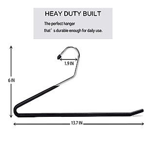 Slack/Trousers Pants Hangers - Open Ended Metal Hangers, Slim Durable (Black, 10)