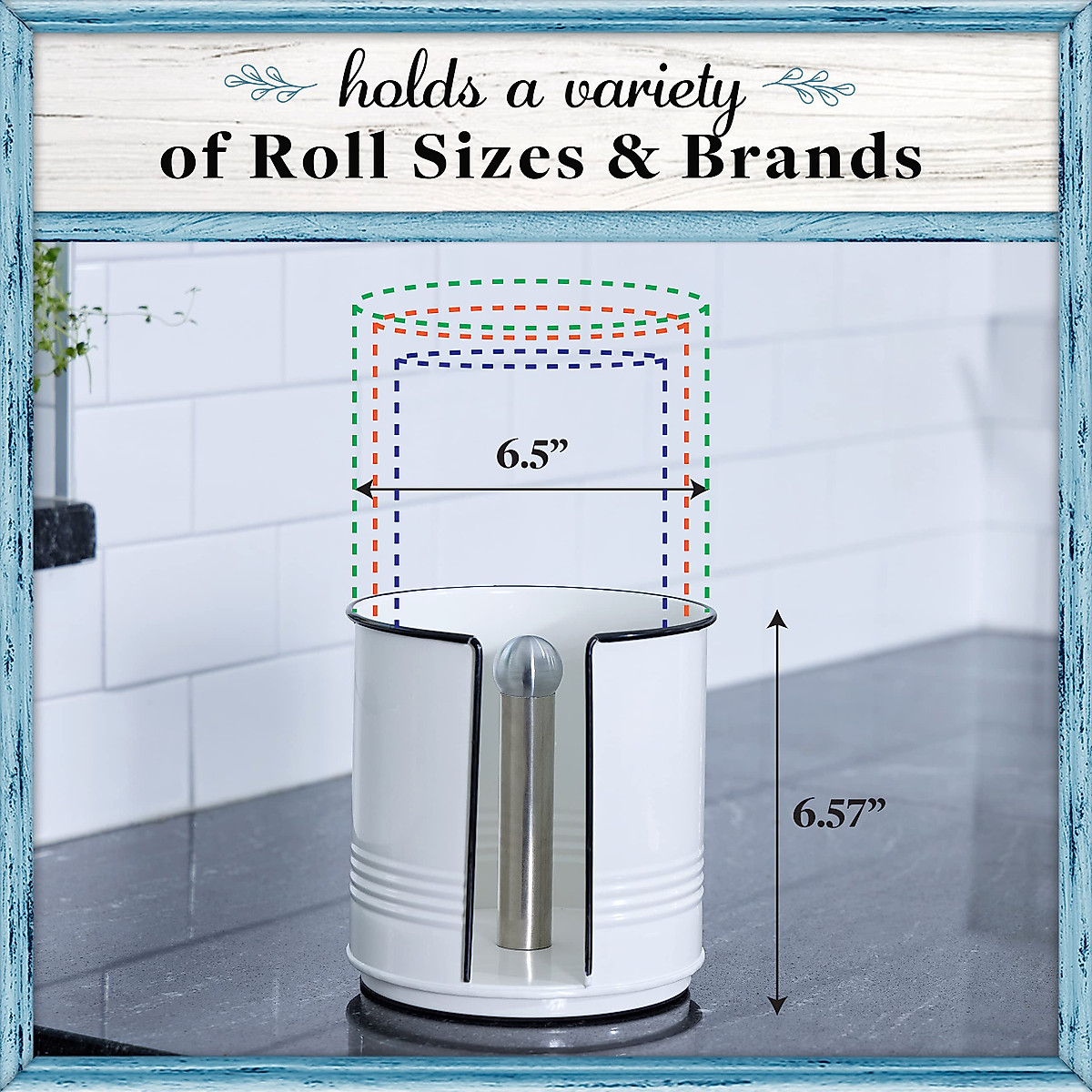 Home Acre Designs Paper Towel Holder - Farmhouse Countertop Dispenser Non-Slip Base for Kitchen & Bathroom