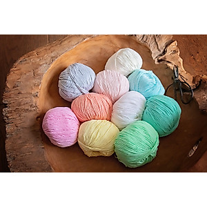 Studio Sam Pure Cotton Yarn Set for Knitting and Crochet. Pack of 10 Skeins, Total 1850 Yards. Fine Yarn for Baby Blankets, Clothes and Amigurumi. Pastel Dreams Collection.