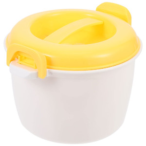 BESTonZON Microwave Rice Cooker Steamer Bowl for Vegetables with Steam Release Vent Microwaveable Cookware for Rice and Vegetables Yellow L