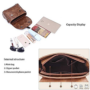 Segater® Womens Vintage Rivet Saddle Shoulder Bag Crossbody Bag Sling Bag Shopper Travel Satchel