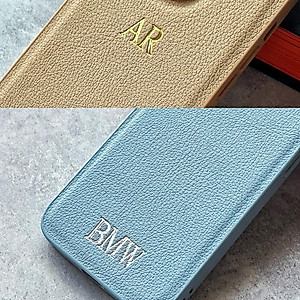 Custom Embossed iPhone Case - Personalized Leather Case for iPhone 15, 14, 13, 12, 11, XR, XS, X, 8, 7 Plus, Pro, Max, SE, Mini - Custom Text, Date, Name, Initials, Monogram, Engraving, Gift idea