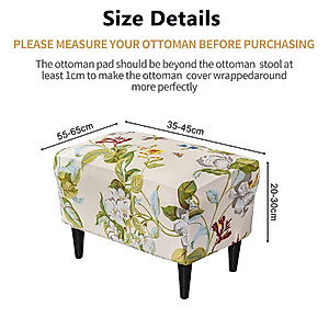 CRFATOP Ottoman Chair Cover X-Large Ottoman Chair Slipcovers Printed Rectangle Storage Stool Cover Stretch Footstool Footrest Sofa Slipcovers with Elastic Bottom,30
