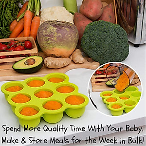 Baby Food Freezer Trays & Reusable Food Pouches | Baby Food Storage Pouch Perfect for Serving Homemade Healthy Smoothies & Purees | Easy Clean & Saves Money | Baby Food Containers