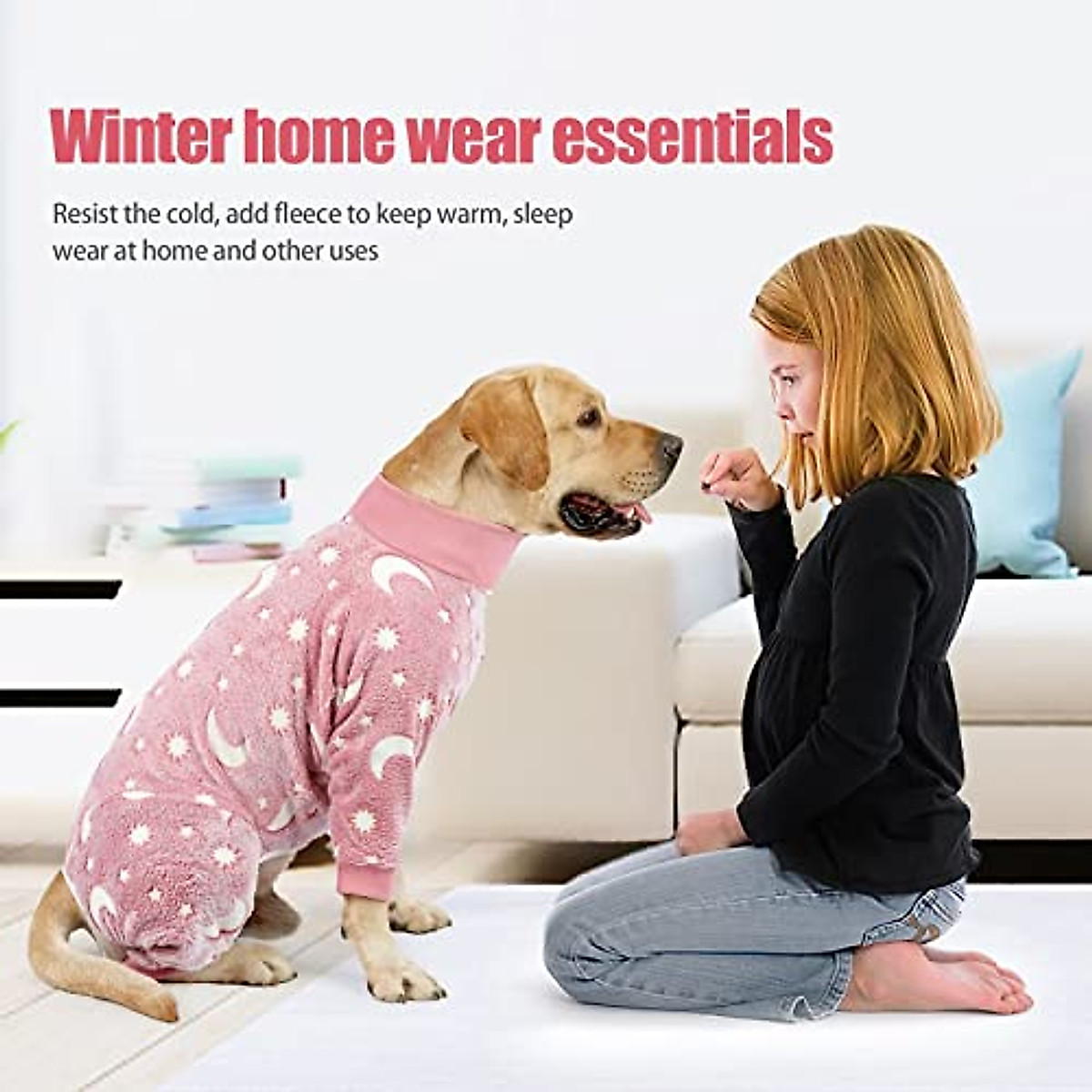 Xqpetlihai Dog Pajamas Dog Onesie Soft Material Dog Clothes for Medium Large Size Dog Dog Pjs for Girl(P,XL)