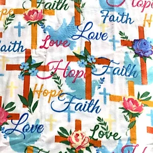 Faith, Hope and Love Crosses Anti-Pill Premium No-Sew Throw Fleece Fabric Kit (50x60)