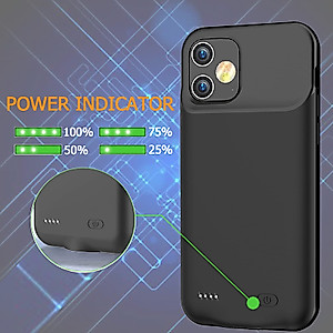 KCKEM Battery Case for iPhone 12 Mini, 6500mAh Ultra-Slim Portable Rechargeable Extended Battery Pack Charging Case, Compatible with iPhone 12 Mini (5.4 inch), Heavy Duty Protection, Black