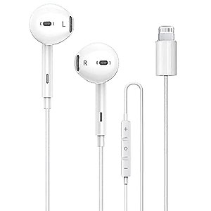 Apple Earbuds Wired iPhone Headphones, Earphones with Lightning Noise Isolating [Apple MFi Certified] Built-in Microphone & Volume Control Compatible with iPhone 14/13/12/11/XR/XS/X/7/7 Plus/8/8Plus