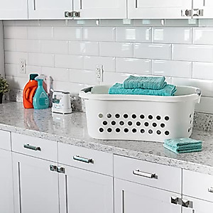 IRIS USA 50L Plastic Hip Hold Laundry Basket Hamper Organizer with Built-In Comfort Carry Handles, 1.4 Bushel, for Closet, Dorm, Laundry Room, Bedroom, Nestable, Ventilation Hole, Large, White