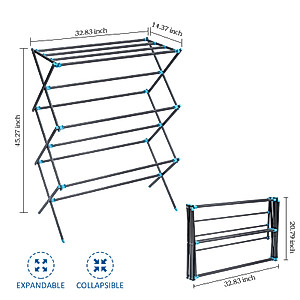 APEXCHASER Drying Rack Clothing, Metal Collapsible Clothes Drying Rack for Clothes, Towel, Oversize, Indoor/Outdoor/Laundry Room, Graphite