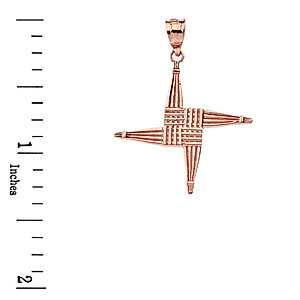 Religious Jewelry Solid 10k Rose Gold Saint Bridget St. Brigid Cross Pendant