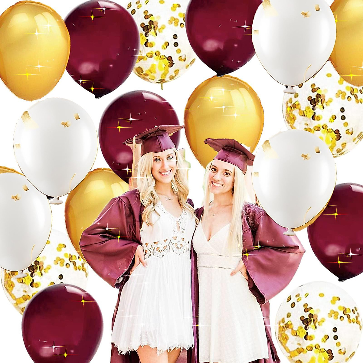 Graduation Decorations Maroon Gold 2024/Burgundy Gold Graduation Party Decorations/Burgundy Gold White Balloons 40pcs ASU/FSU Fall Bridal Shower Wedding/Fall Burgundy Birthday Decorations Women