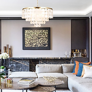 ALICE HOUSE 24" Dining Room Chandeliers, Brushed Brass Finish, 5 Light Coastal Ceiling Hanging Light for Kitchen, Living Room, Bathroom and Bedroom, ETL Listed, AL2608-P5