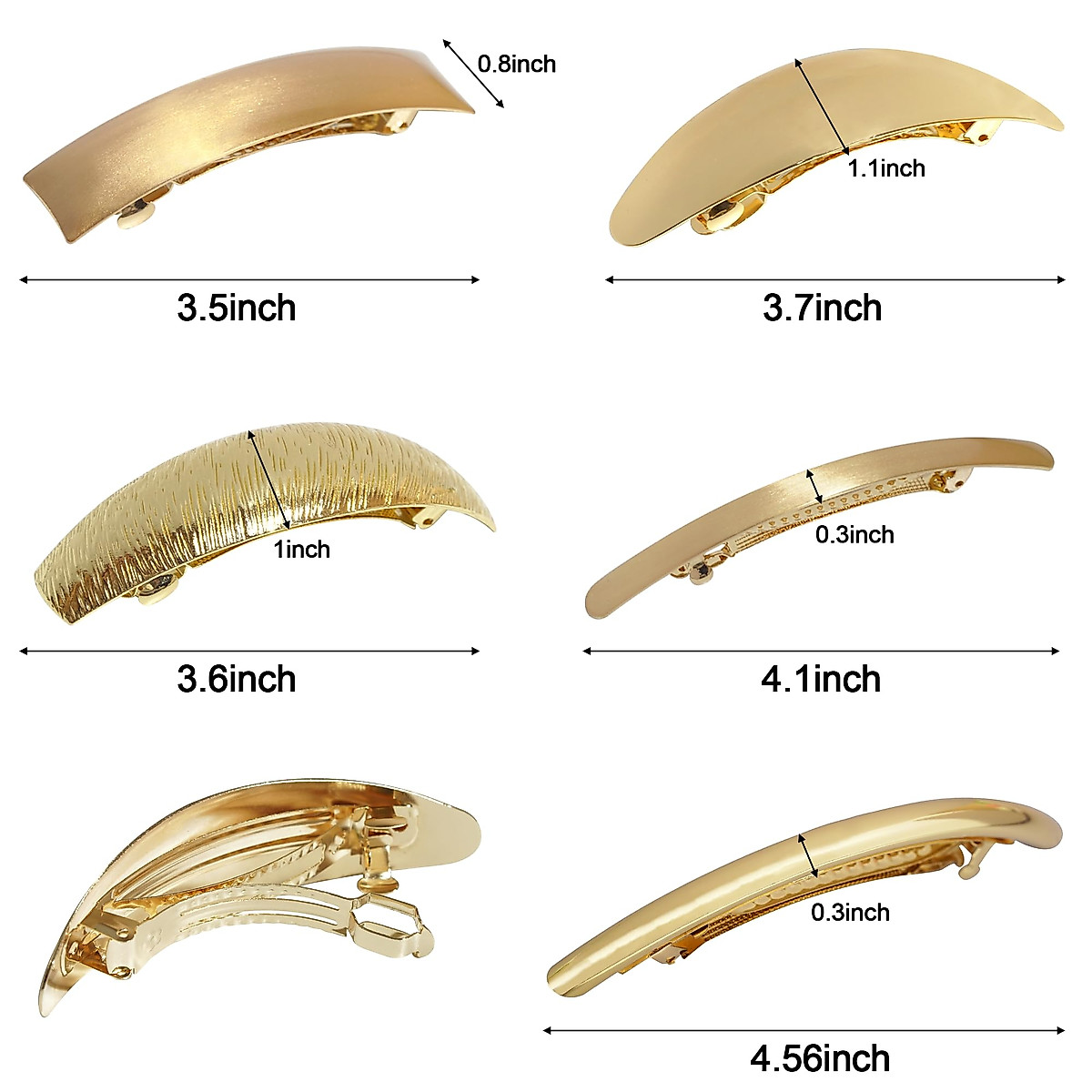 DeD Pack of 5 Women Hair Clips Metal Hair Pins Simple Retro Large Hair Barrettes French Clip Barrettes For Women Lady(Gold)