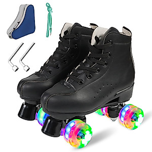 Roller Skates for Men and Women,Derby Roller Skates Professional Outdoor Indoor, Adjustable Four Wheel Senior Roller Skates(Women's 11 / Men's 10)