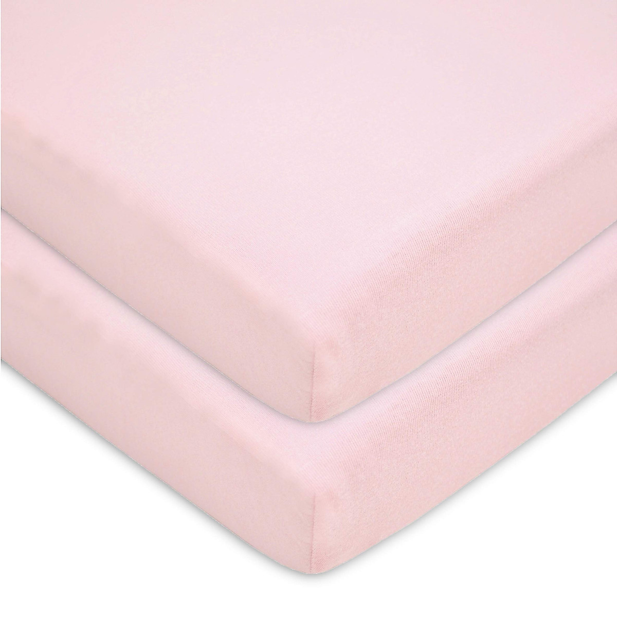 American Baby Company 2 Pack Fitted Mini Crib Sheet 24" x 38", Soft Breathable Neutral 100% Cotton Jersey Portable Sheet, Pink, for Boys and Girls, Fits Most Pack N Play Mattresses