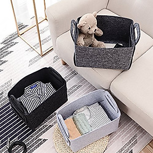 Storage Basket Felt Storage Bin Collapsible & Convenient Box Organizer with Carry Handles for Office Bedroom Closet Babies Nursery Toys DVD Laundry Organizing