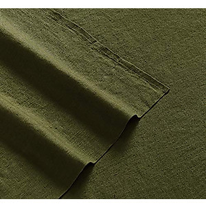Brooklyn Loom Flax Linen Sheet Set, King, Olive Green