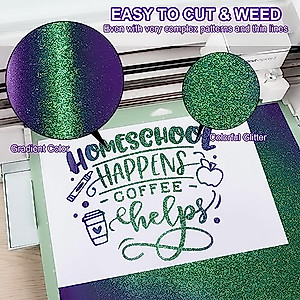 VINYL FROG Chameleon Adhesive Vinyl Roll 12" x6ft Gradient Craft Vinyl for cricut, Change Color Vinyl Sticker for Crafts Vinyl Cutter, for Cup Decor, Home Decor(Purple to Green)