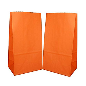 Party Favor Bag - 50 Pack Kraft Paper Lunch Bags - 5"x3"x9" (Orange)