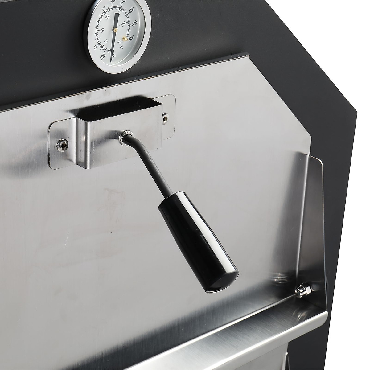 Outdoor Wood Fired Pizza Oven, Pizza Maker With Stone, Peel, Rack, Temperature Control, Built-in Thermometer, Portable on Wheels for Camping, Picnic Black