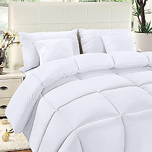 Utopia Bedding Comforter Duvet Insert - Quilted Comforter with Corner Tabs - Box Stitched Down Alternative Comforter (King, White)