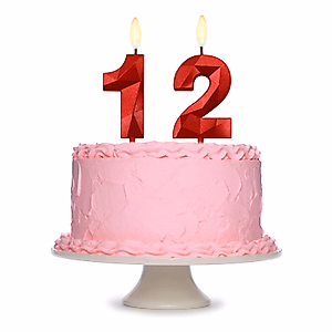 BLUE TOP 4 Inch Birthday Cake Candles Number Candles 3D Design Birthday Candles for Cake,Cake Topper Decoration for Kids,Adults,Party,Anniversary,Milestone Age.(DIY Red Number 4)