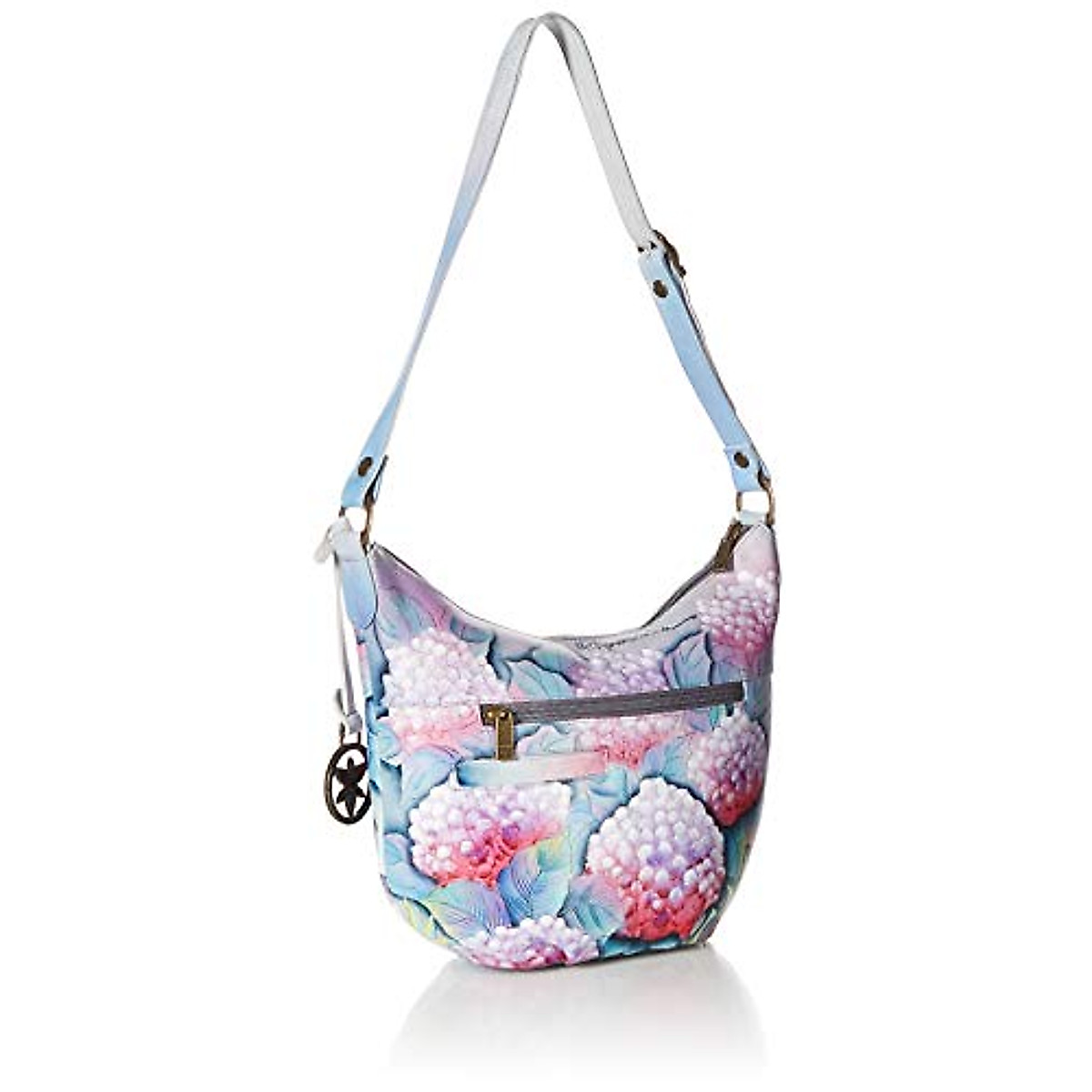 Anuschka Women’s Hand Painted Genuine Leather Classic Ruched Hobo - Hypnotic Hydrangeas