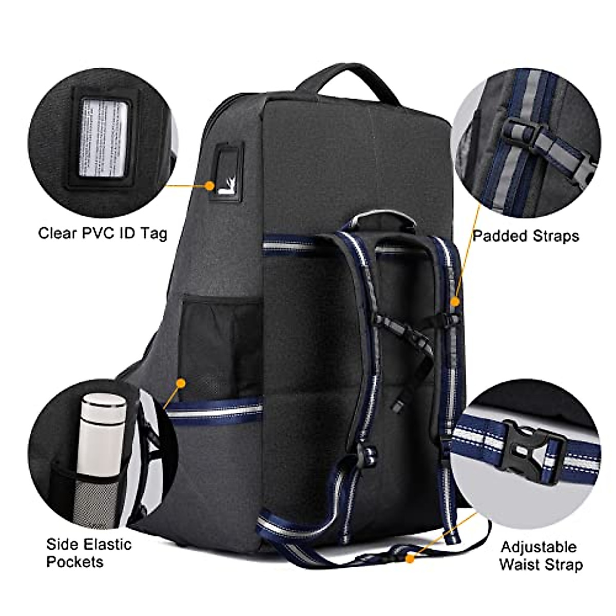 RUCYEN Car Seat Travel Bag, Infant Seat Travel Bag with Padded and Adjustable Shoulder Strap, Car Seat Travel Bag for Airplane, Large Gate Check Bag for Airplane, Car Seat Bags for Travel, Dark Grey