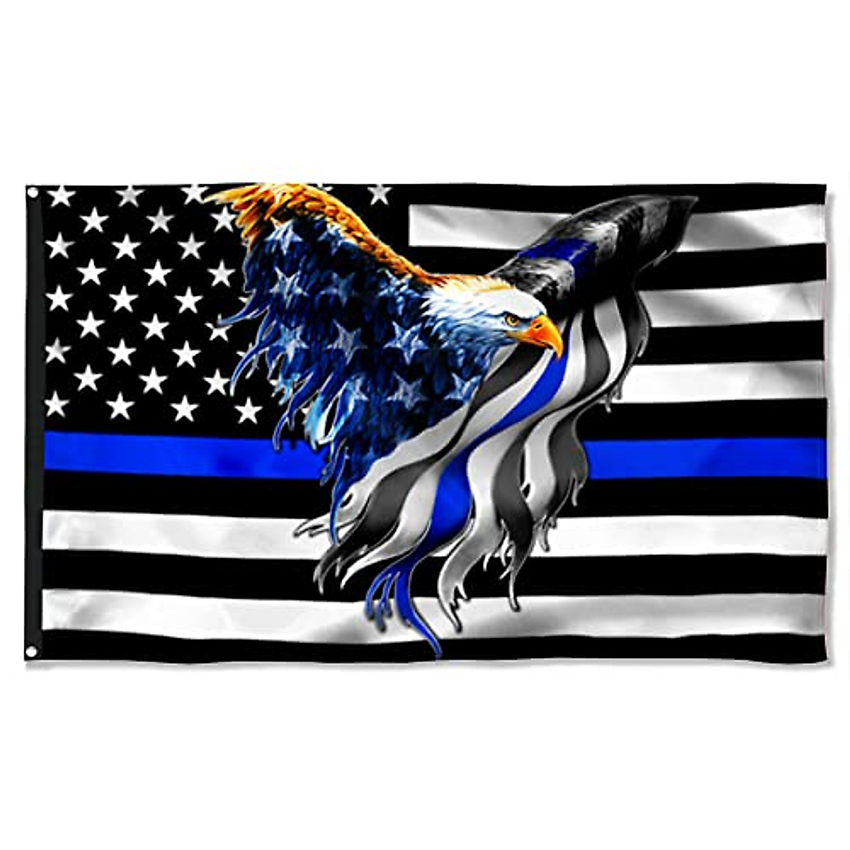 mokarier The Thin Blue Line Police Law Enforcement American Eagle Flag Banner with Grommets 3x5Ft College Home Room Man Cave Frat Wall Banner Decor THB3482