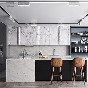 HATOKU 17.7" x 355" Glossy Marble Peel and Stick Wallpaper, Contact Paper for Cabinets, PVC Self Adhesive Wallpaper for Desk Drawer Shelf Liner