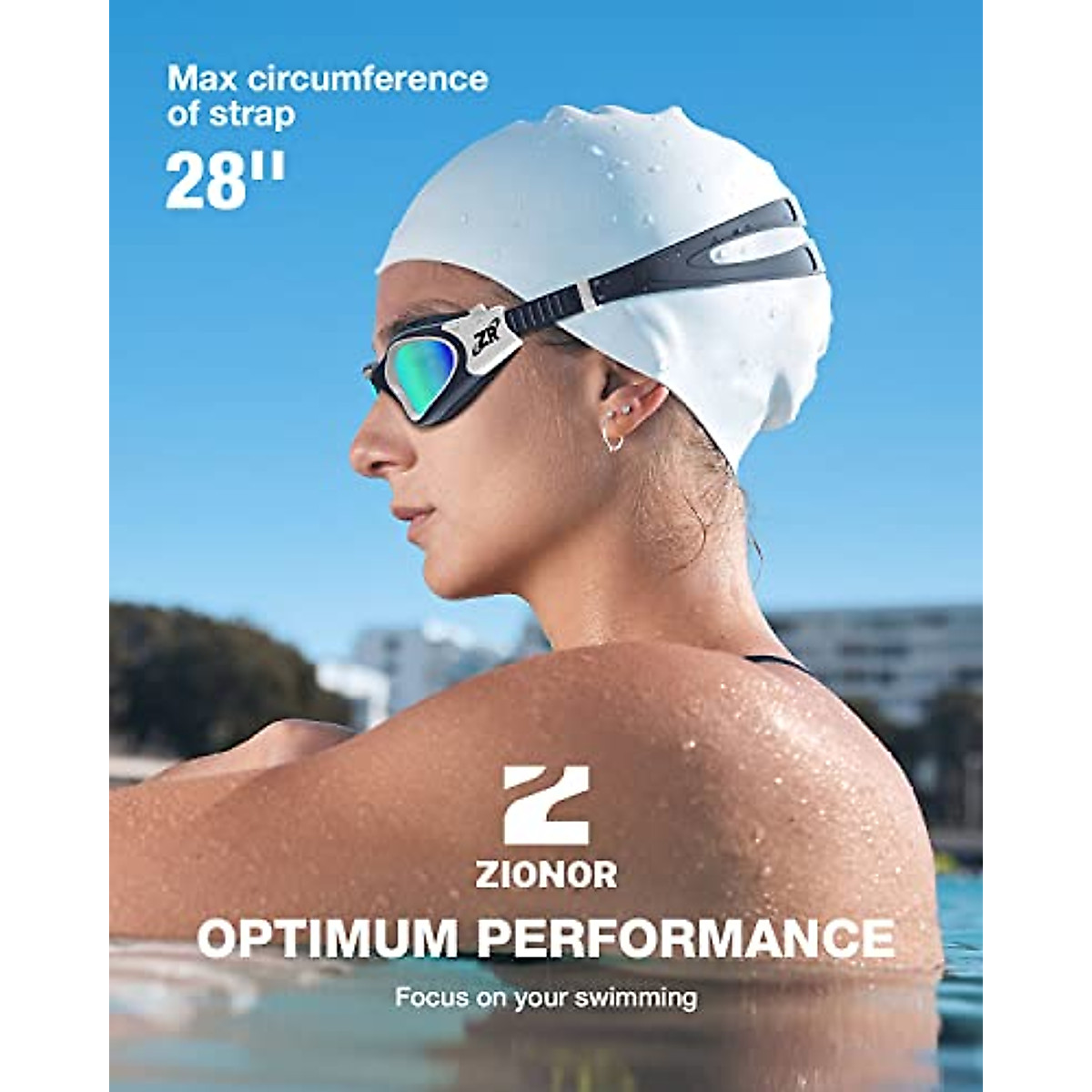 ZIONOR Swim Goggles, Upgraded G1 Polarized Swimming Goggles UV Protection Anti-fog Adjustable Strap for Men Women Adult Indoor or Outdoor (Polarized Mirror Gold Lens)